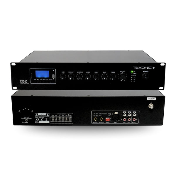 TEXONIC 240W 70V Amplifier with built in Bluetooth, FM Tuner & MP3 ...