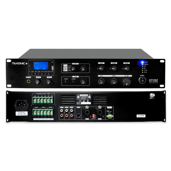TEXONIC Commercial 70V 120W Mixer Power Zone Amplifier – TEXONIC AV Inc