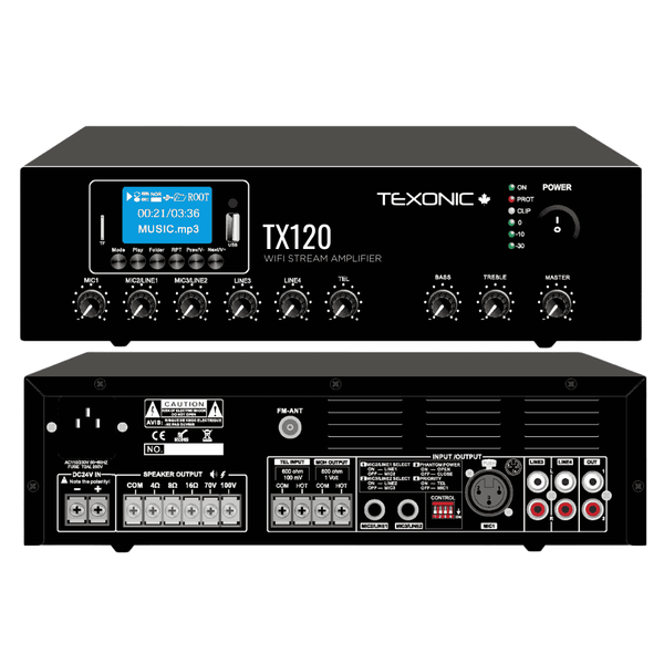 120W Commercial Bluetooth Streamer Audio Amplifier Canada – TEXONIC AV Inc